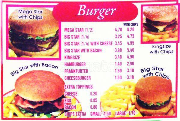Menu at Starburger New Addington restaurant, Croydon, 20 Central Parade