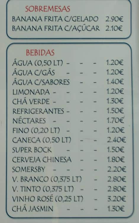 Menu em Li Yuan restaurante, Vila Nova de Gaia, R. Manuel Moreira ...