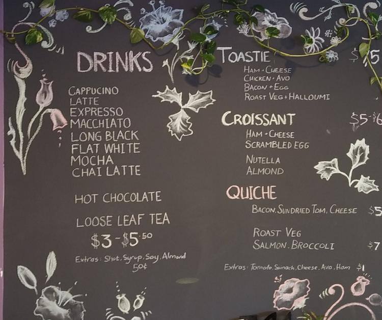 Menu at Lilac Cafe, Subiaco