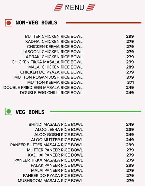 Menu of Bowl 99, Musheerabad, Hyderabad