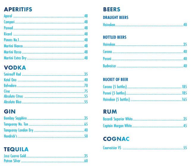 Menu at Aqua Poolside Bar & Grill, Dubai