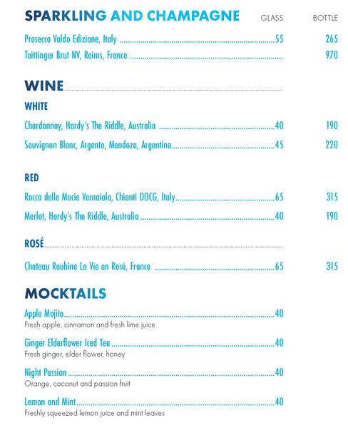 Menu at Aqua Poolside Bar & Grill, Dubai