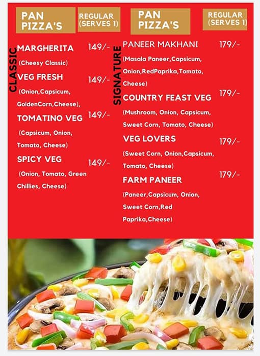 Menu of BLR Pizzeria, Rajajinagar, Bangalore