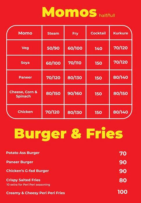 Menu of Moye Moye Momos, Pitampura, New Delhi