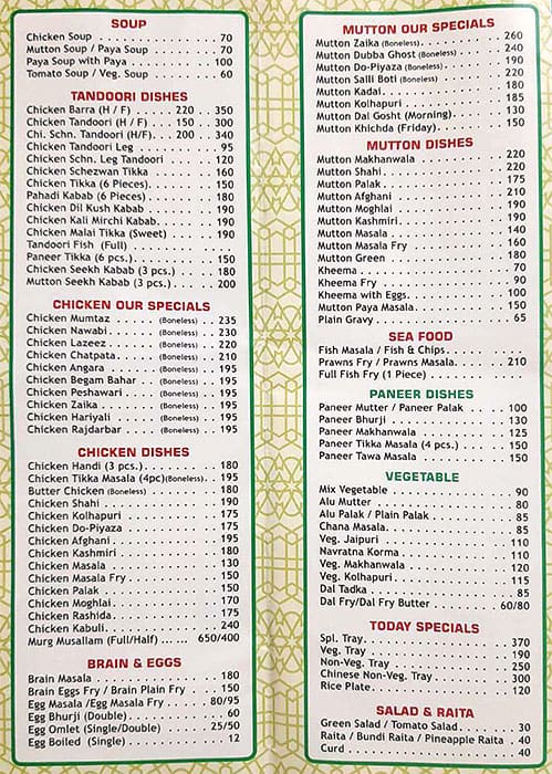 Menu at Cafe Almas, Mumbai, Corner Of J.J.Hospital