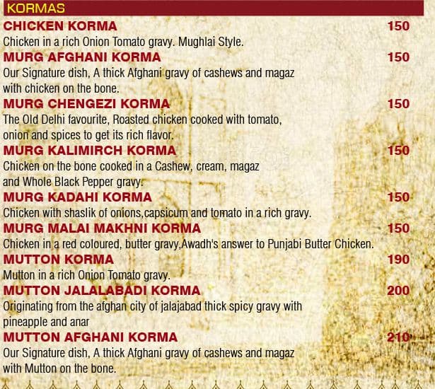 Menu at Kabul Express, Bengaluru, 149,, 4th Cross, 2nd Main, HAL 3rd Stage