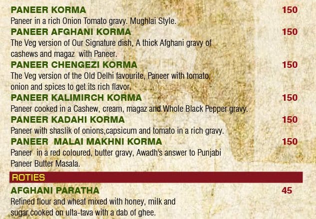 Menu at Kabul Express, Bengaluru, 149,, 4th Cross, 2nd Main, HAL 3rd Stage