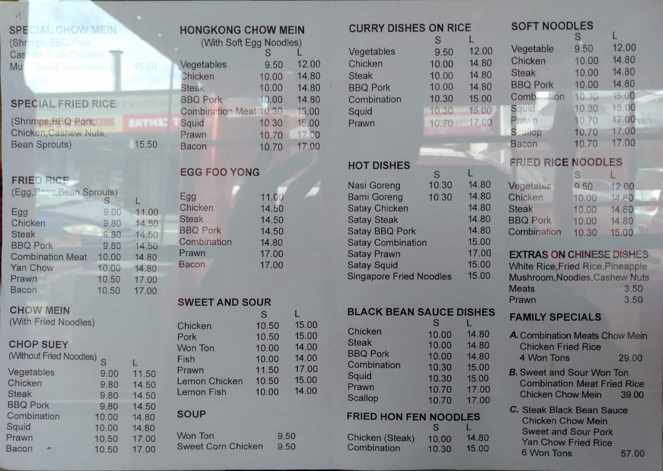 Menu at East Village Takeaway Howick restaurant, Auckland