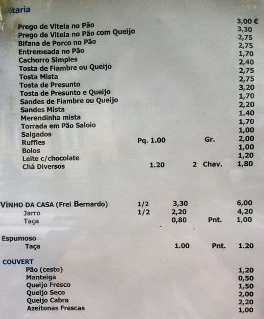 Menu em Tasca do Careca restaurante, Lisboa
