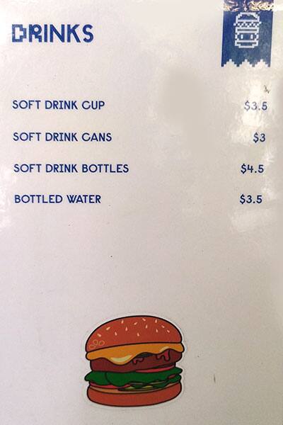 Menu at 8bit fast food, Melbourne, 231 Swanston St