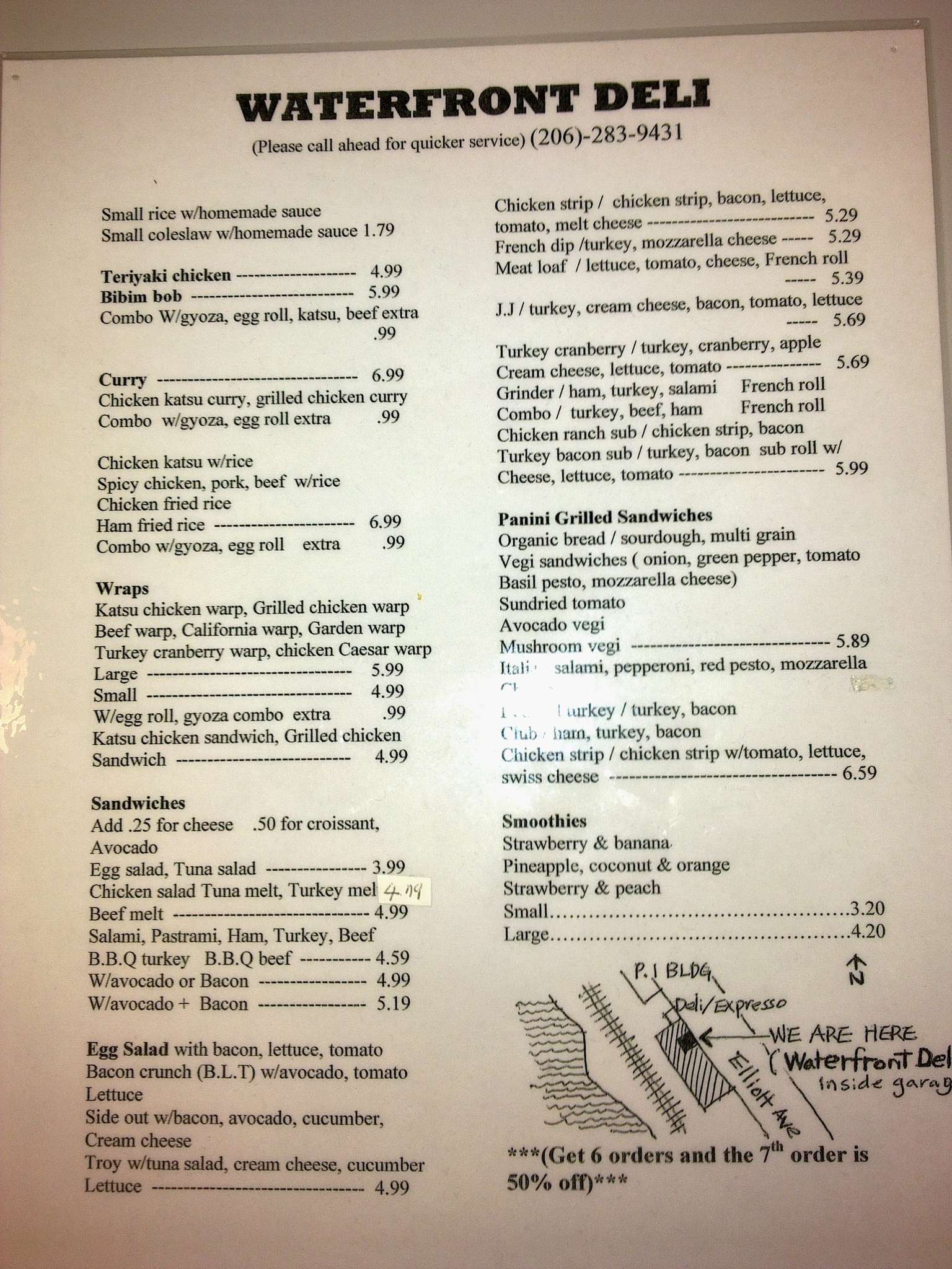 Carta del restaurante Waterfront Deli, Seattle