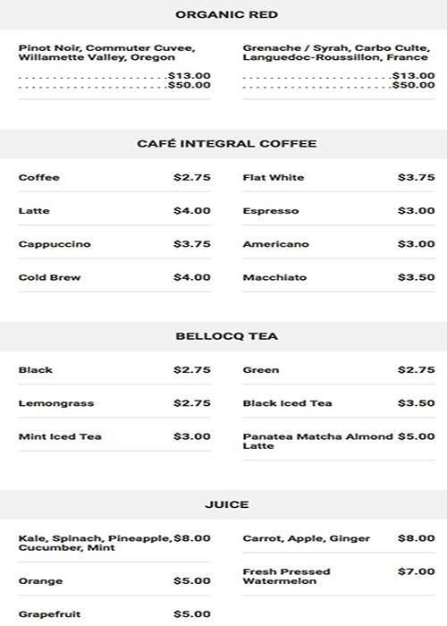 Menu at Egg Shop cafe, New York City, 151 Elizabeth St