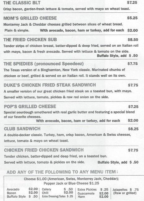 Menu at Angry Dog pub & bar, Dallas