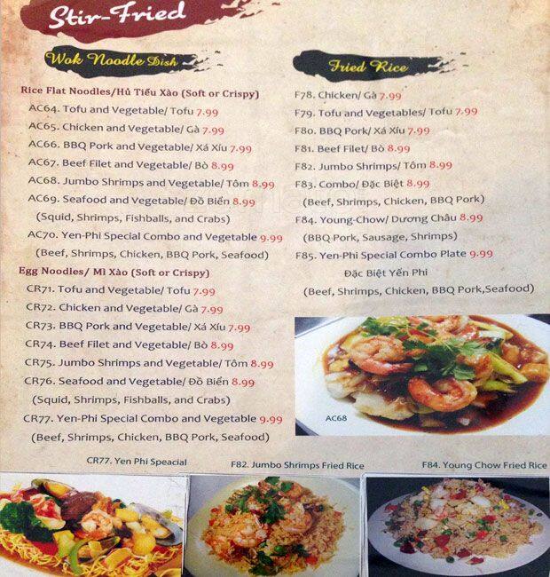 Menu at Pho Yen Phi - Authentic Vietnamese Cuisine restaurant, Coppell