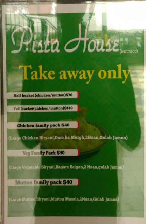 Menu at Pista House restaurant, Westmead