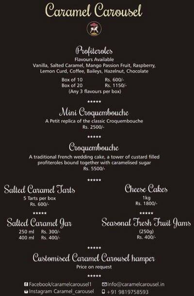 Caramel Carousel Menu, Menu for Caramel Carousel, Bandstand, Bandra ...
