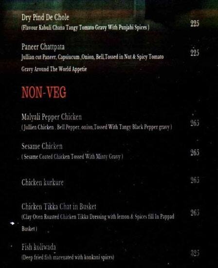 Menu at The 9th Planet, Kolkata
