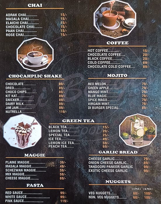 Menu of Di Burger Zone, Mira Road, Mumbai