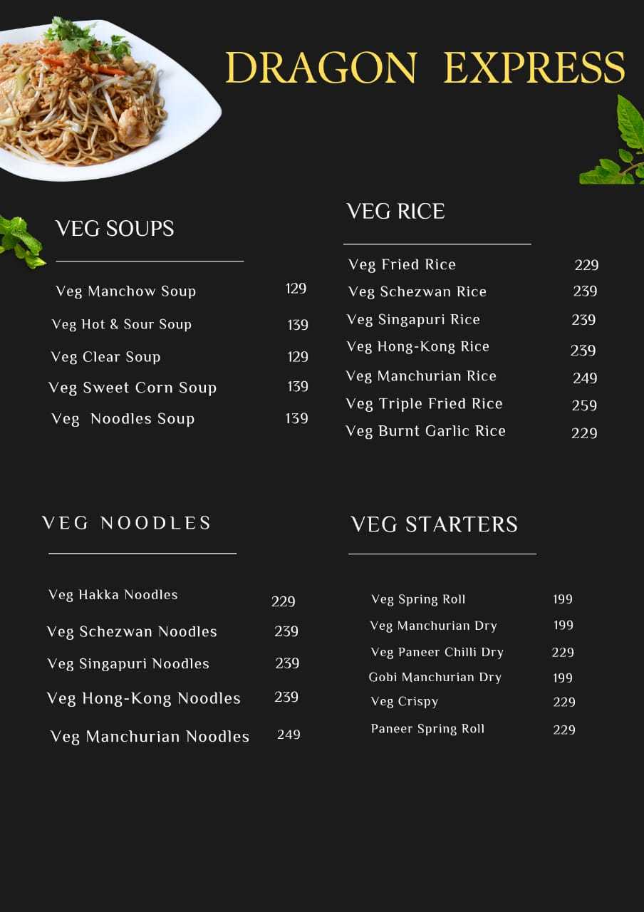 Menu of Dragon Express, Sinhgad Road, Pune