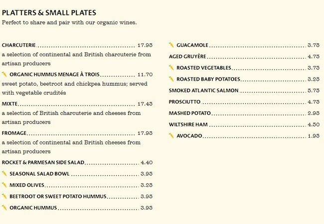Menu at Le Pain Quotidien restaurant, London, 70 Parsons Green Ln