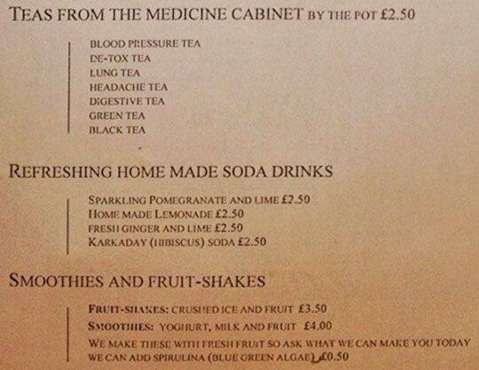 Carta del pub y bar Cairo Kitchen, Londres