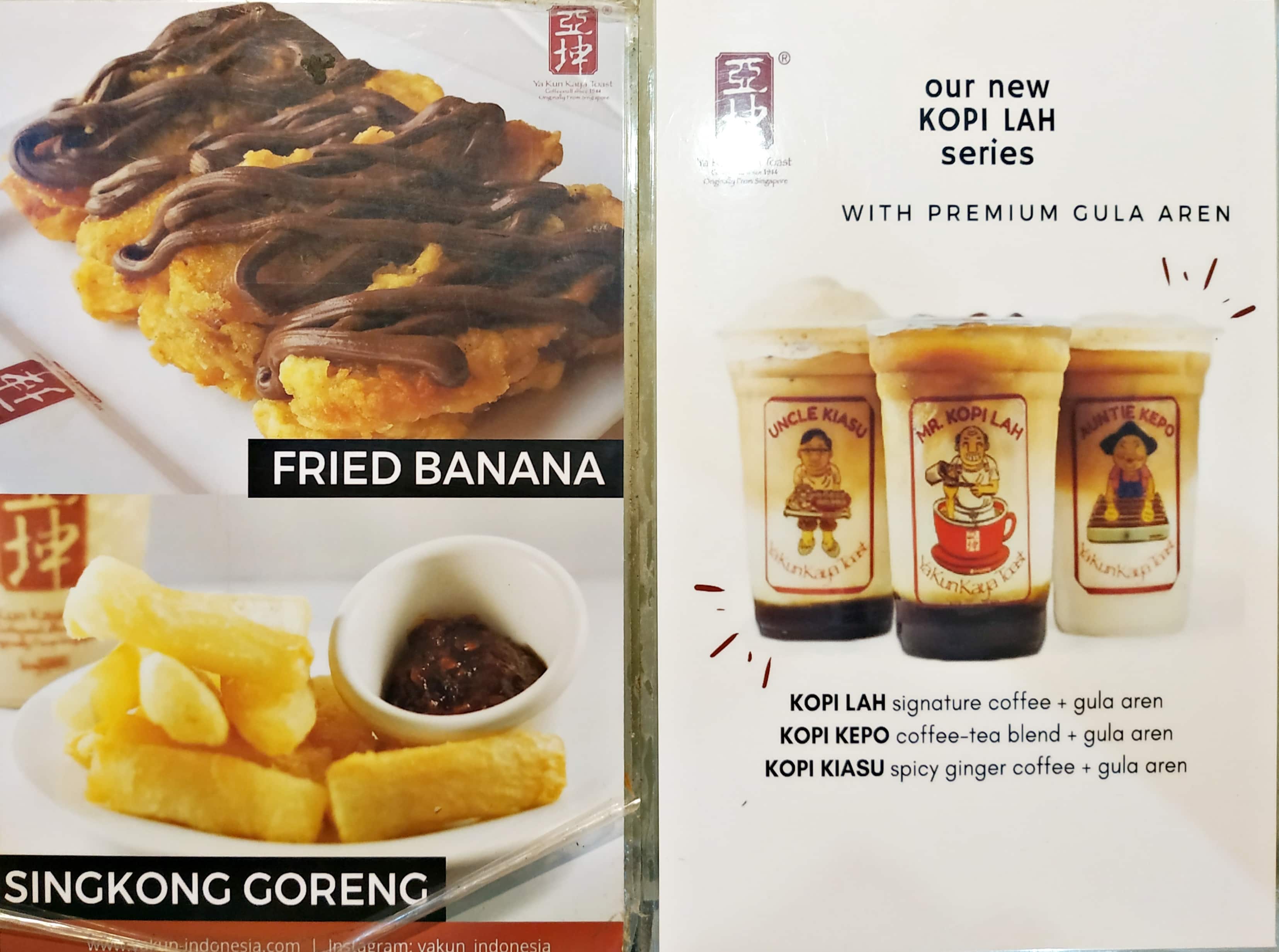 Menu at YaKun Kaya Toast Menteng Central cafe, Jakarta