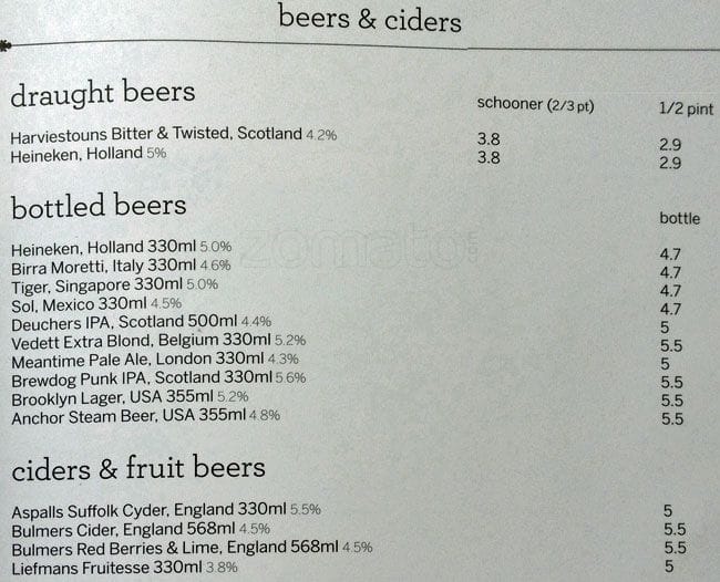 Menu at Malmaison Edinburgh restaurant, Edinburgh