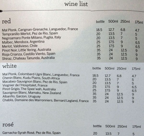 Menu at Malmaison Edinburgh restaurant, Edinburgh