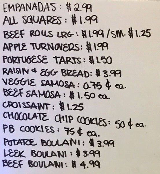 Menu at Bakery & Flowers, Toronto