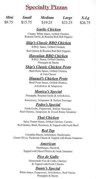 Menu at Skip's Place Pizza pizzeria, Los Altos