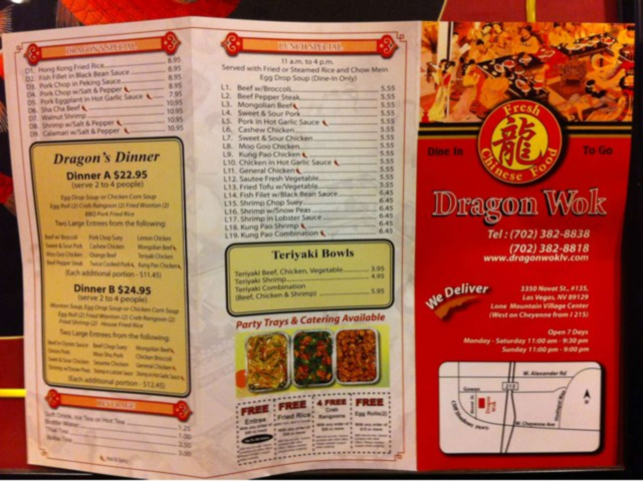 Menu at Dragon Wok restaurant, Las Vegas, Novat St #135