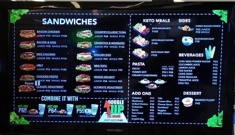 The Sandwich Guy Menu, Menu for The Sandwich Guy, Poblacion, Makati ...
