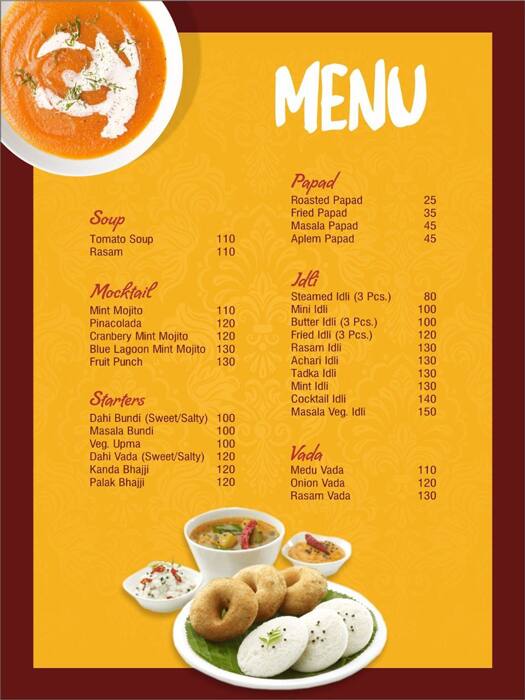 Menu of Dakshini 24, Bodakdev, Ahmedabad