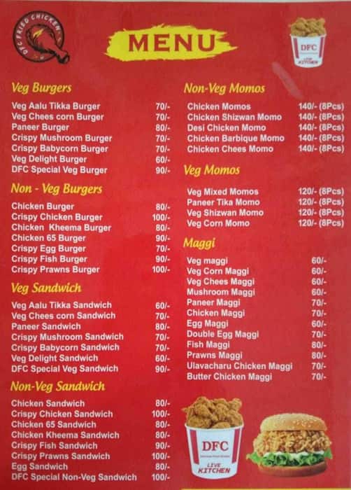 Menu of DFC Delicacy Fried Chicken, Miyapur, Hyderabad