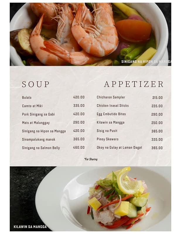 Menu at Tipulo restaurant, Antipolo