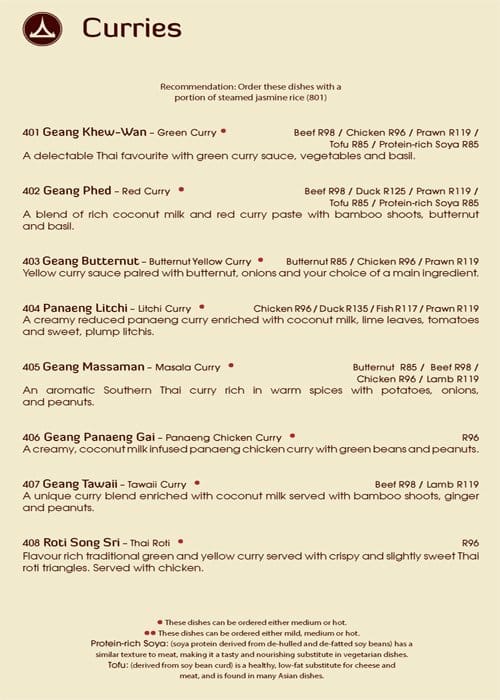 Menu at Wang Thai The Sanctuary Somerset West restaurant, Cape Town ...