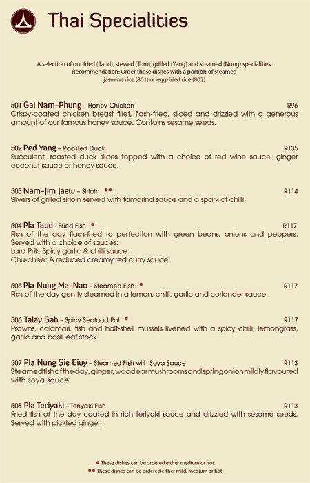 Menu at Wang Thai The Sanctuary Somerset West restaurant, Cape Town ...