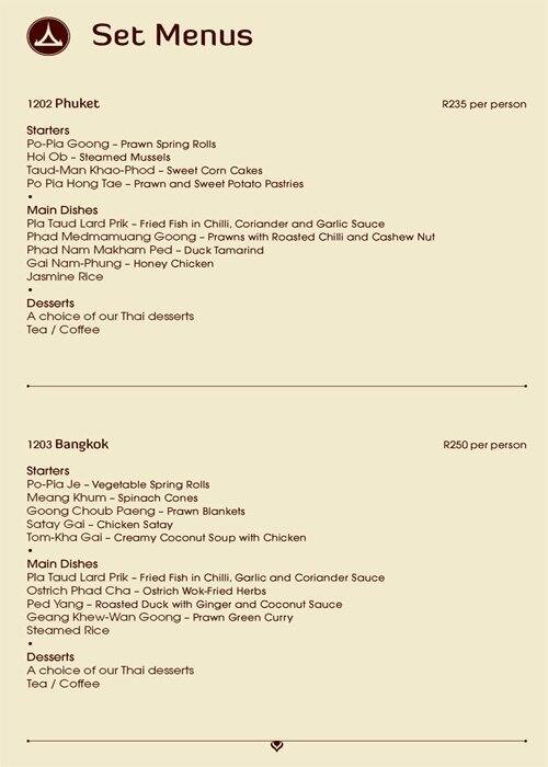 Menu at Wang Thai The Sanctuary Somerset West restaurant, Cape Town ...