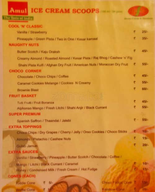 Amul Ice Cream Menu, Menu for Amul Ice Cream, Ambattur, Chennai - Zomato