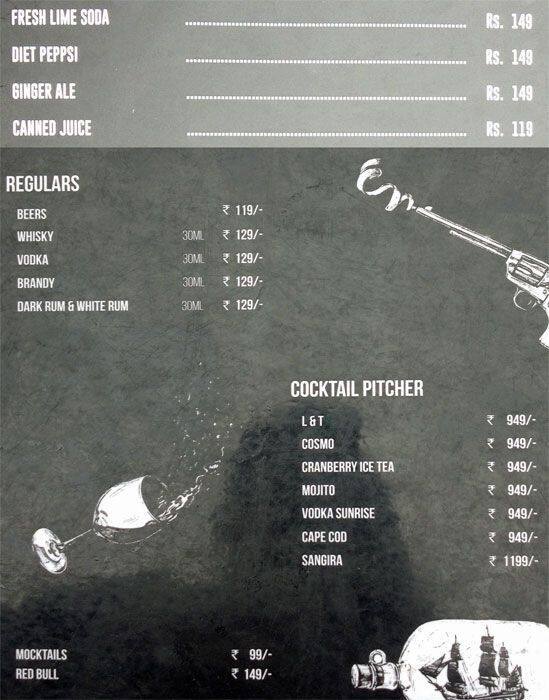 Menu at Fly High, Hyderabad