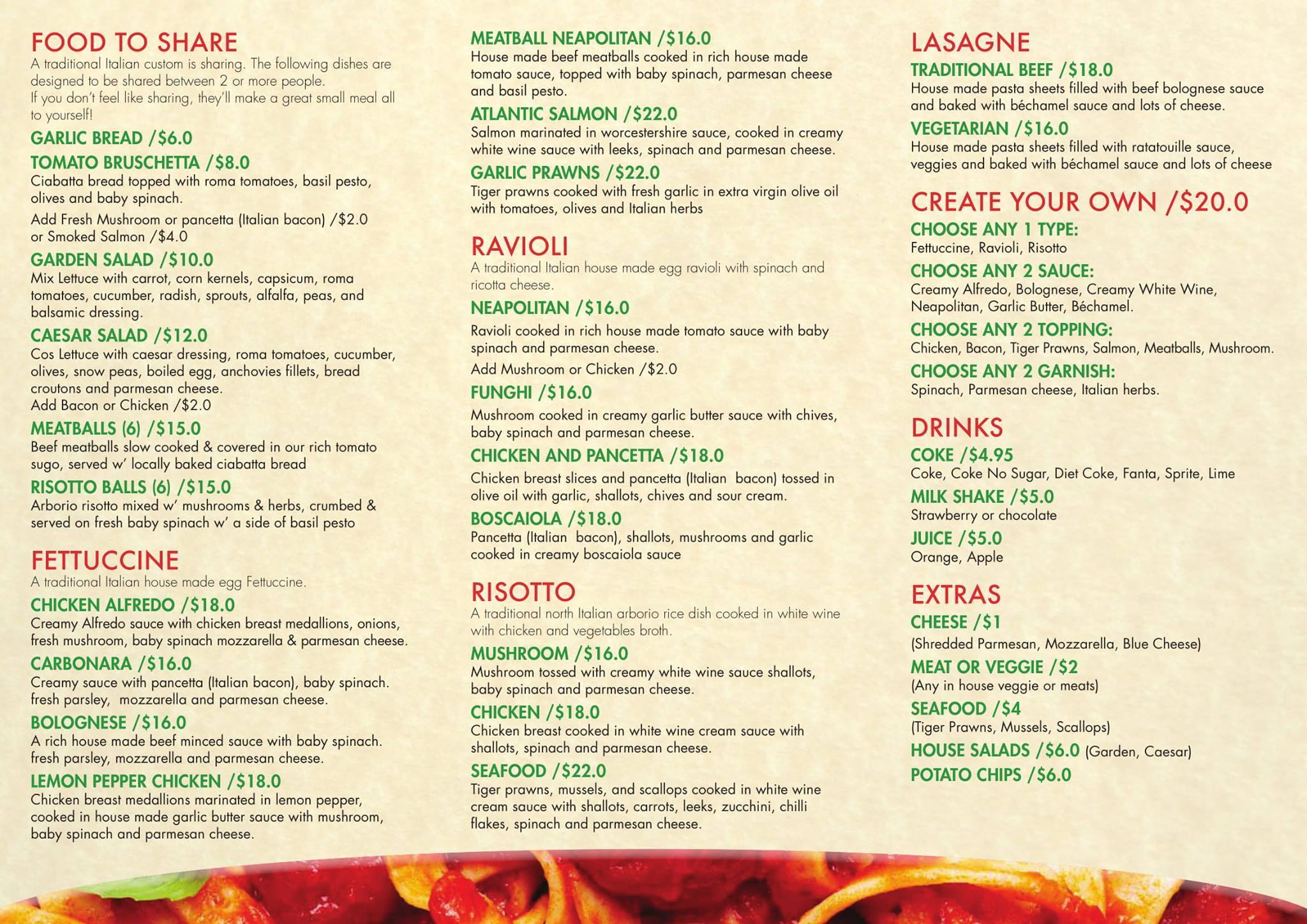 Menu at ONS Toowoomba restaurant, North Toowoomba, shop 7/8-12 Hume St