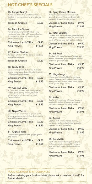 Menu at Holdi Rainford restaurant, Rainford