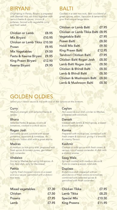 Menu at Holdi Rainford restaurant, Rainford