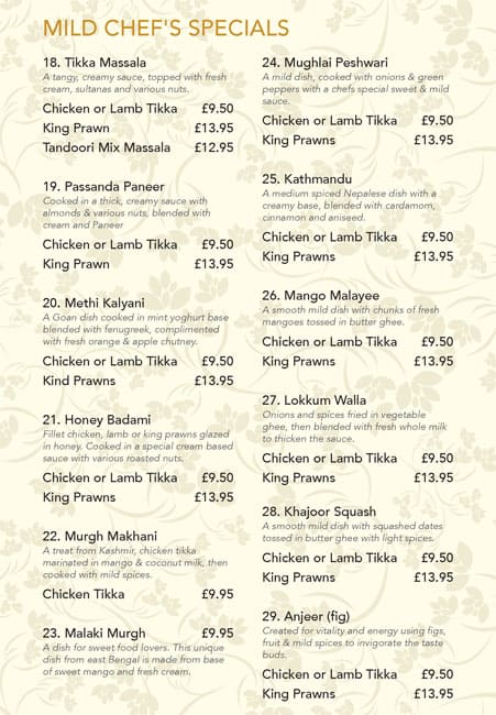 Menu at Holdi Rainford restaurant, Rainford