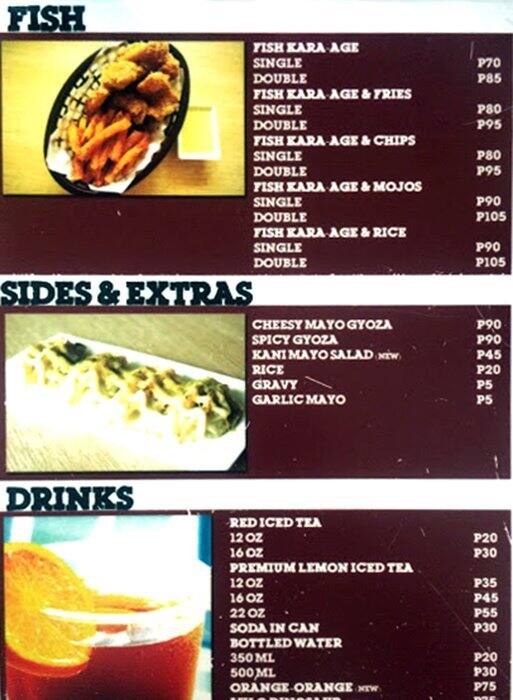Menu at Tori Box restaurant, Manila, General Concepcion