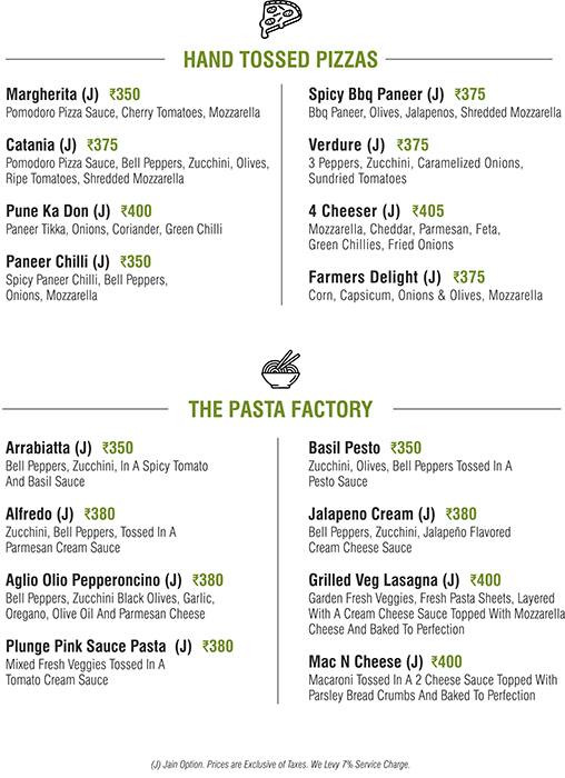 Menu at Plunge, Pune, 3rd Floor