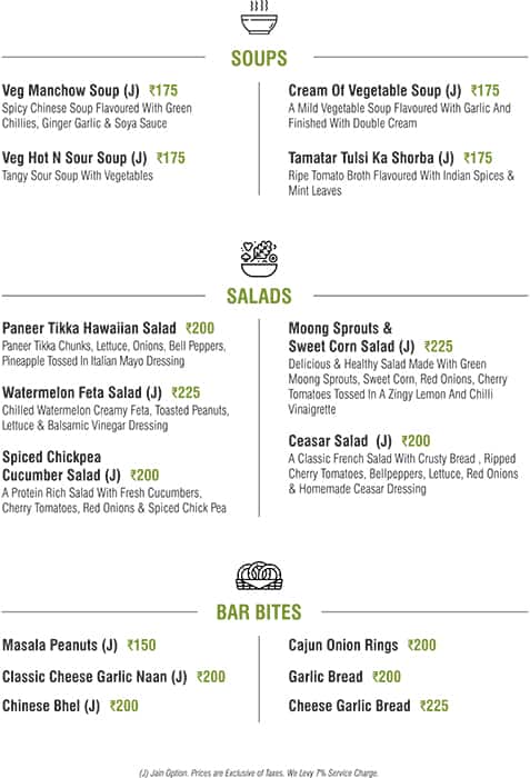 Menu at Plunge, Pune, 3rd Floor