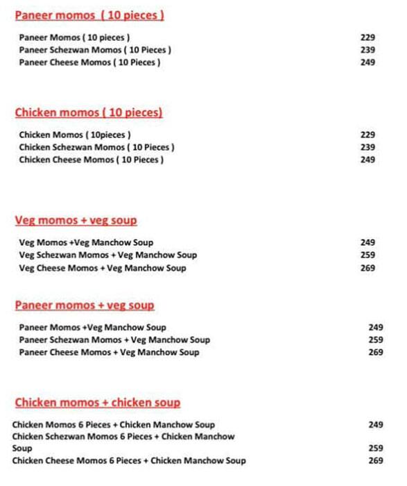 Menu of Chinese Food Formula, Malad East, Mumbai