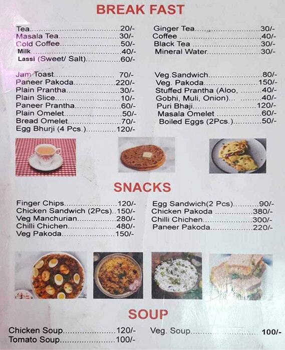 Menu of Punjabi Tadka, Aleo, Manali