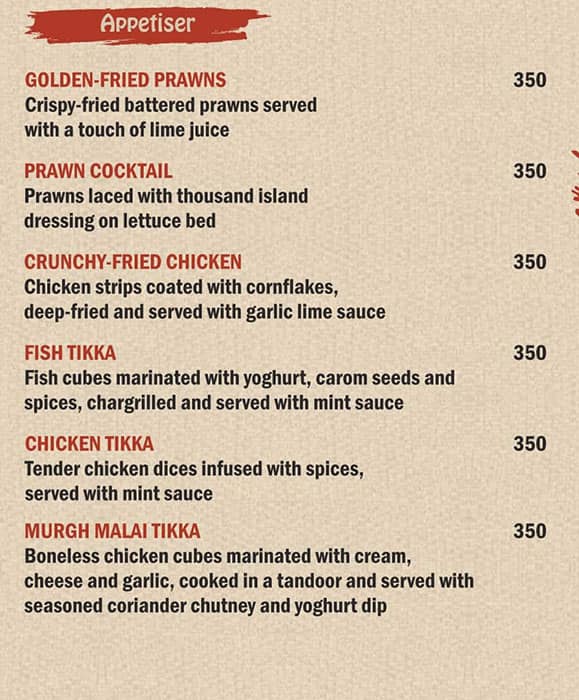 Menu of On The Rocks, Kalapatti, Coimbatore